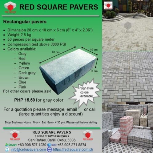 RED SQUARE PAVERS concrete, grass, tactile, and curbstones - Cebu ...